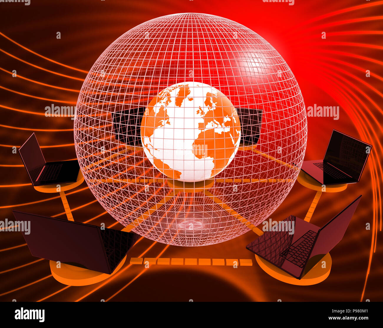 Interconnected Globe World Technology Link 3d Rendering Shows Worldwide ...