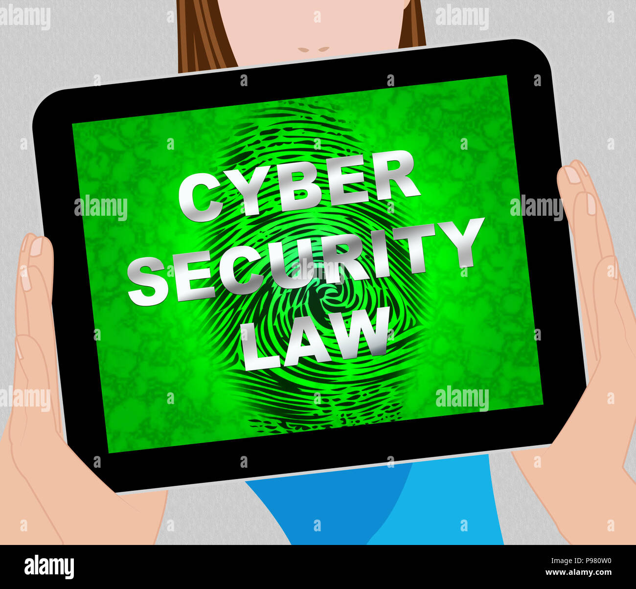 Cyber Security Law Digital Legislation 2d Illustration Shows Digital ...