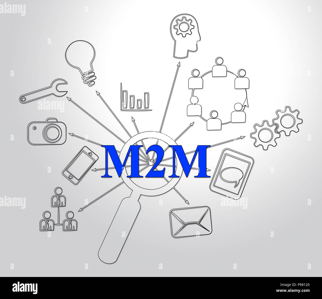 M2M Machine Connectivity And Cooperation 2d Illustration Shows ...