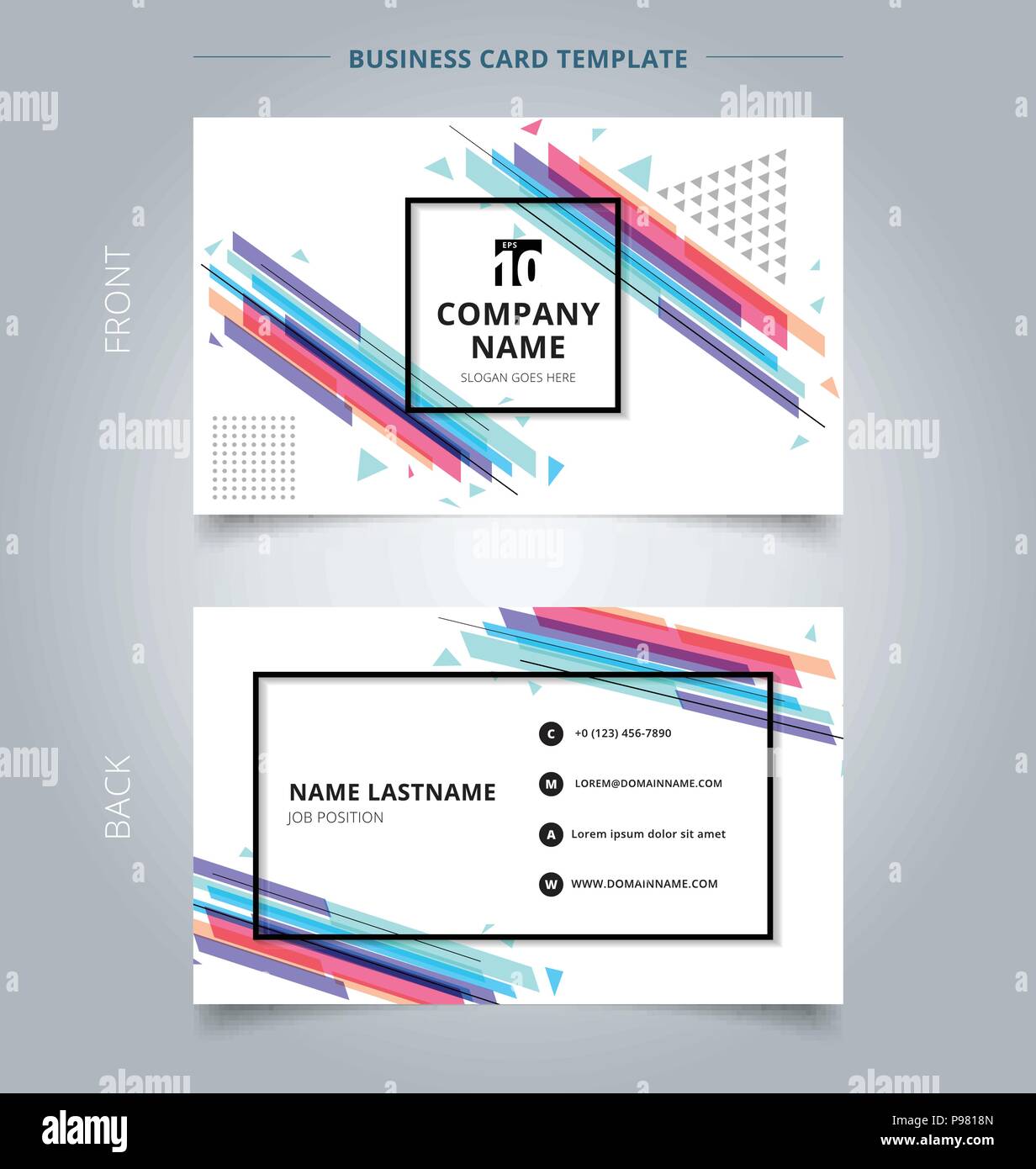 Namecard template colorful geometric pattern style abstract background. Vector illustration ...
