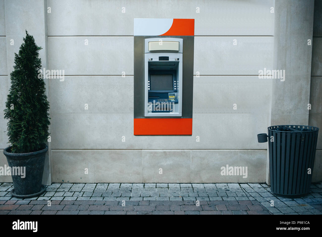 Modern street ATM machine for withdrawal of money and other financial ...