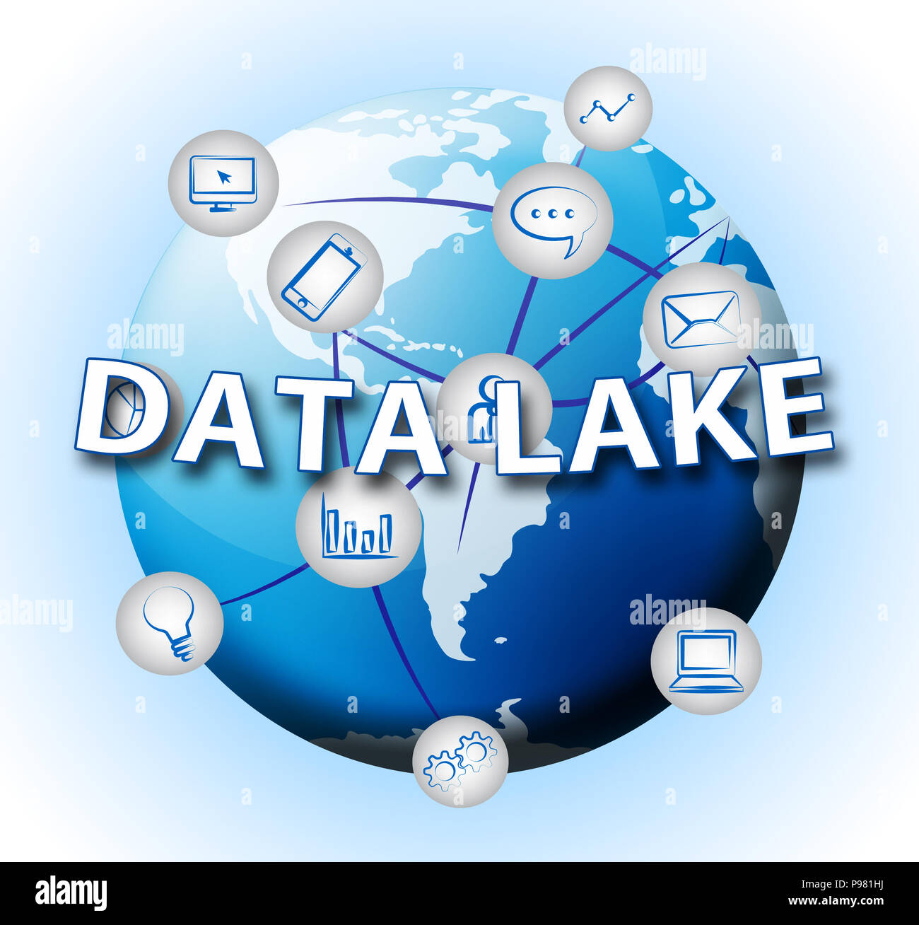 Data Lake Digital Datacenter Cloud 3d Illustration Shows Mainframe ...