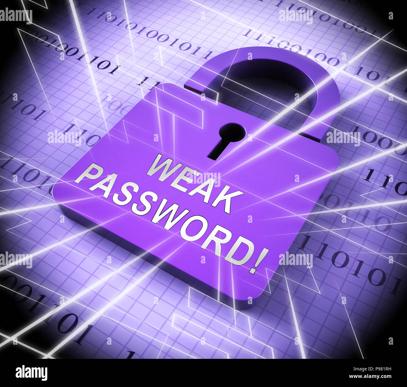 Password Weak Hacker Intrusion Threat 3d Rendering Shows Cybercrime ...