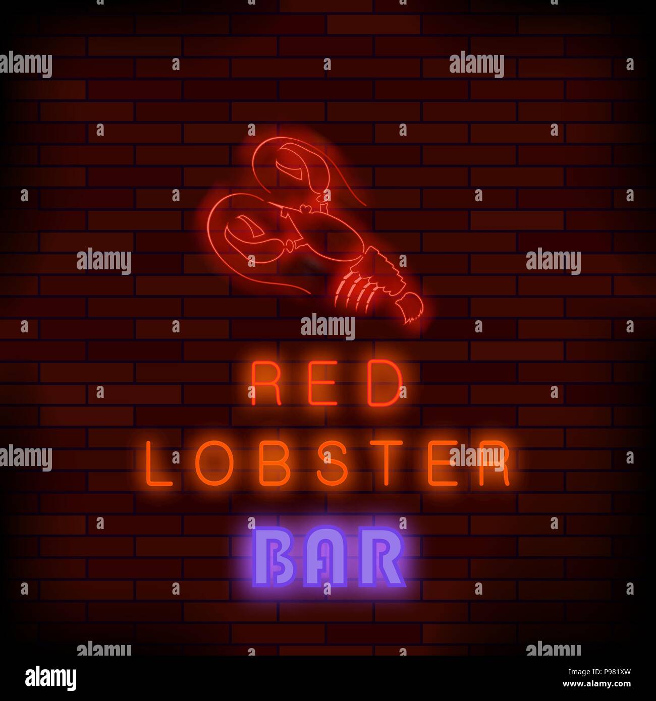 Colorful Neon Lobster Bar Sign Stock Vector Image & Art - Alamy