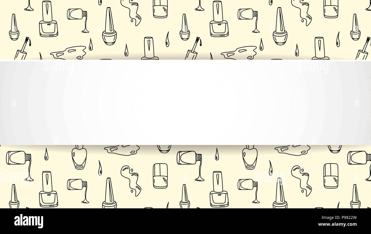 Nail banner with doodle manicure pattern. Hand drawn polish and Stock ...