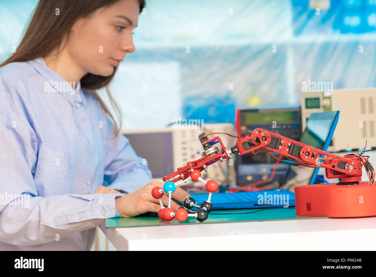 Student girl in robotics class Stock Photo - Alamy