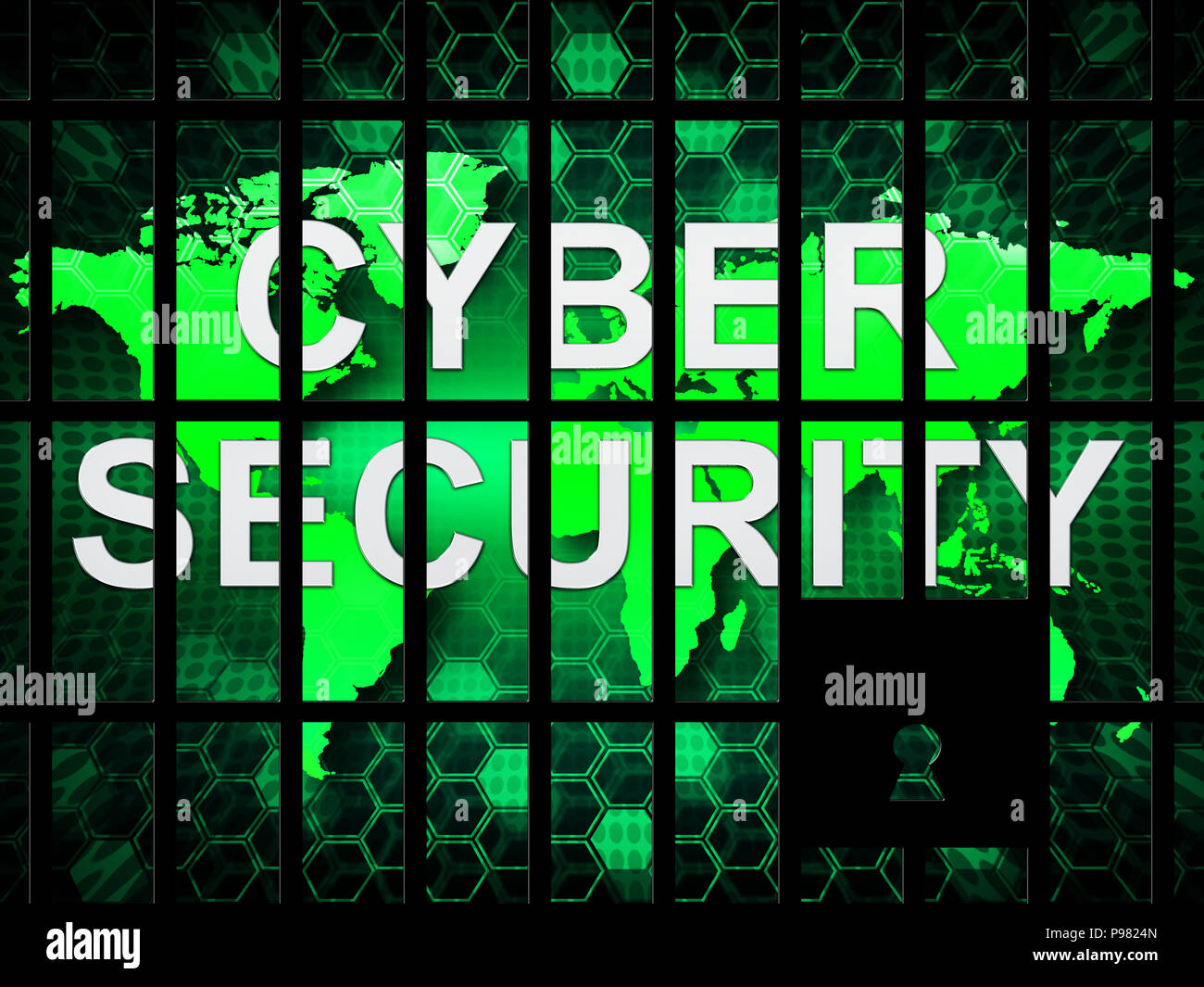 Cybersecurity Lock Digital Threat Security 2d Illustration Shows ...