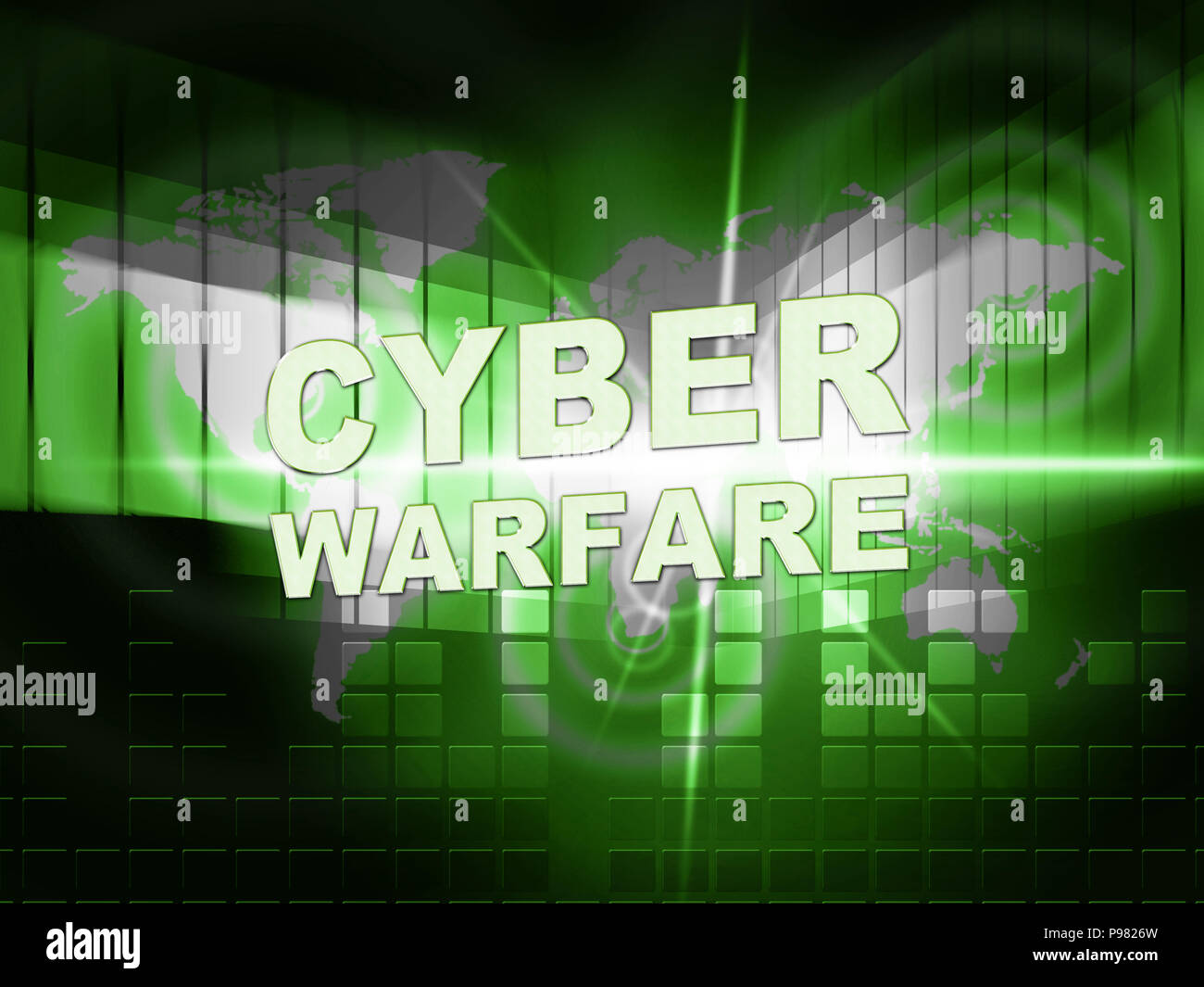 Cyberwarfare Digital Armed Attack Surveillance 3d Illustration Shows ...
