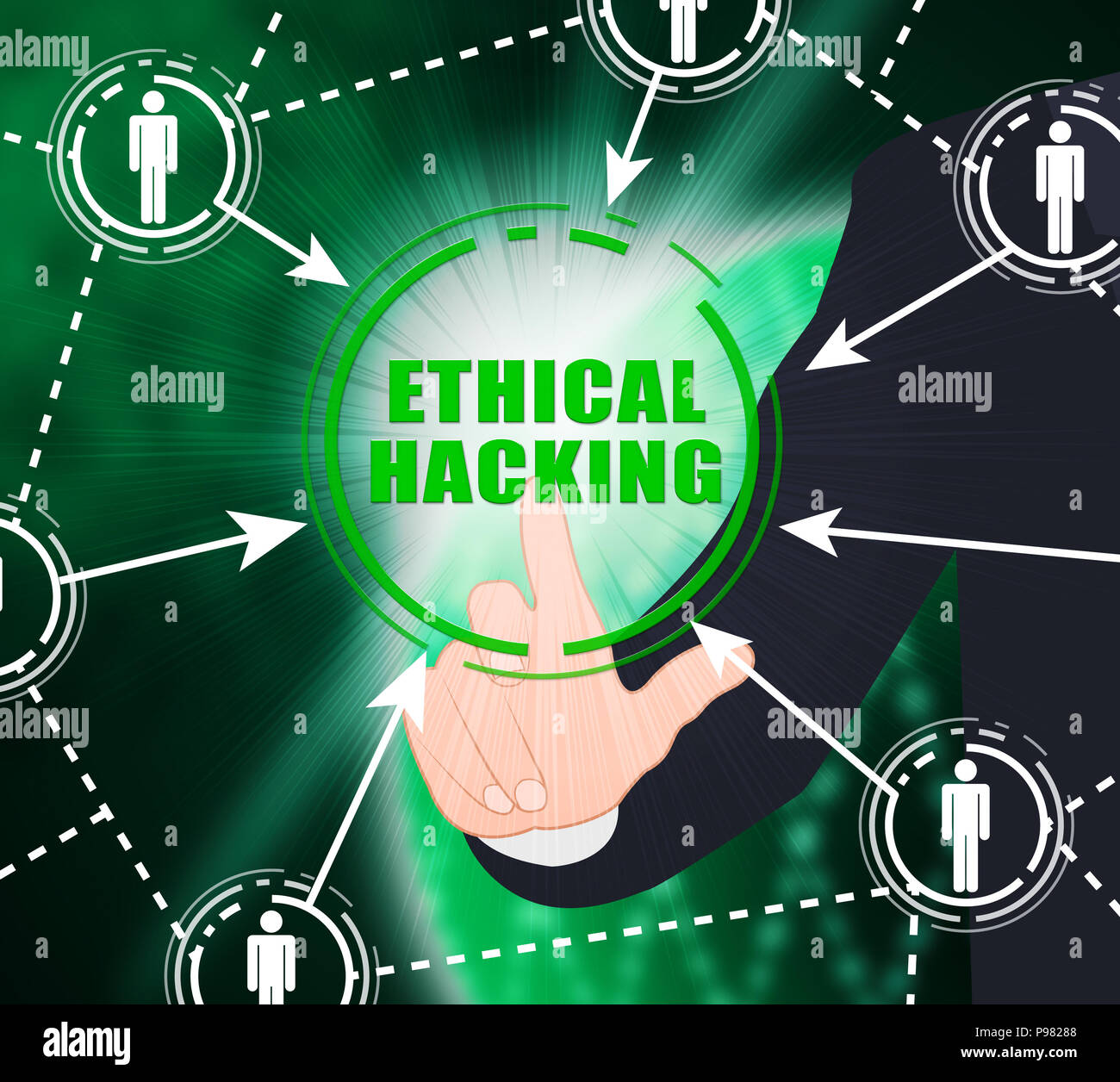 Ethical Hacking Data Breach Tracking 2d Illustration Shows Corporate ...