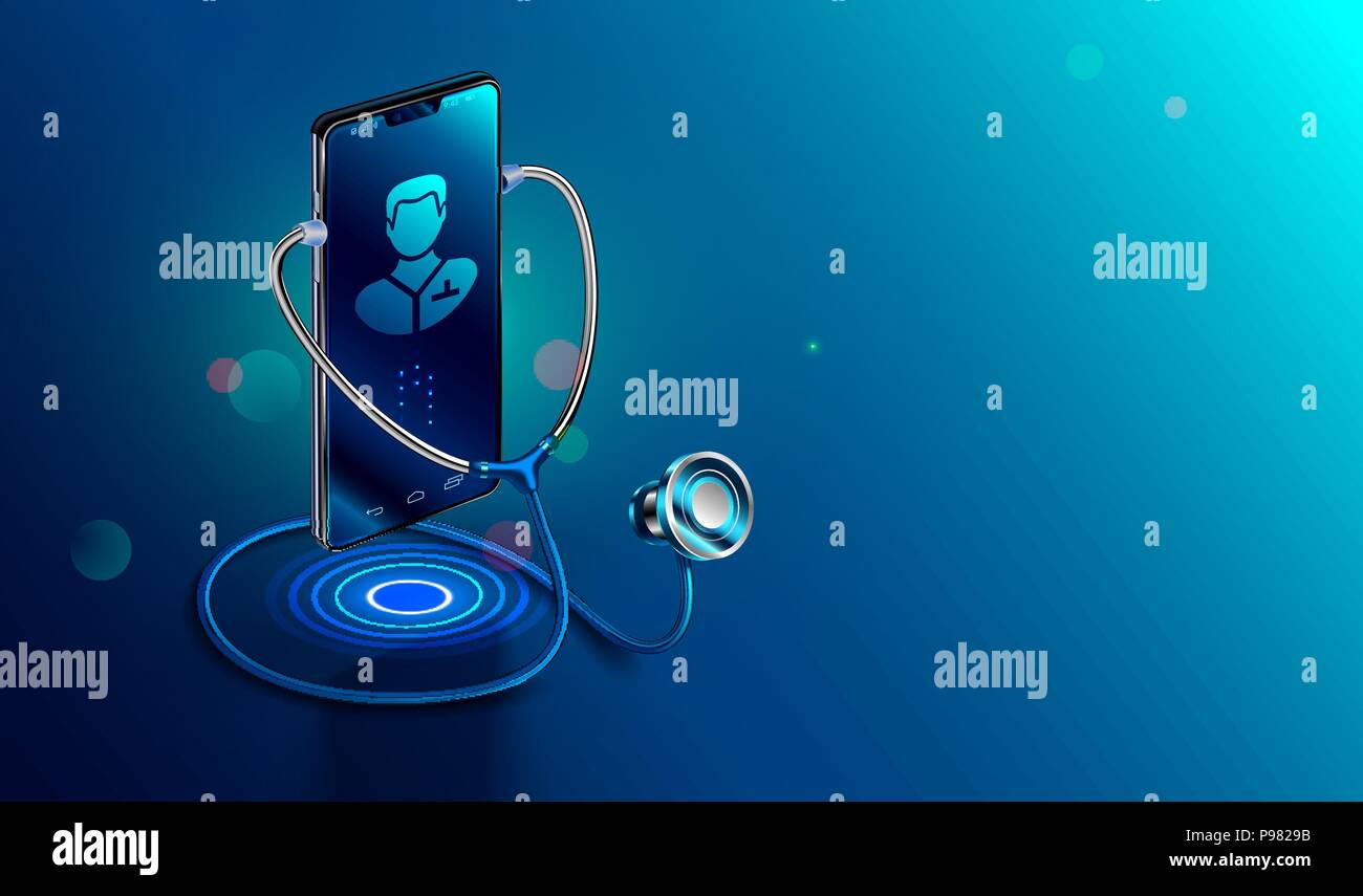 Doctor online concept. Icon Doctor through the phone screen using ...