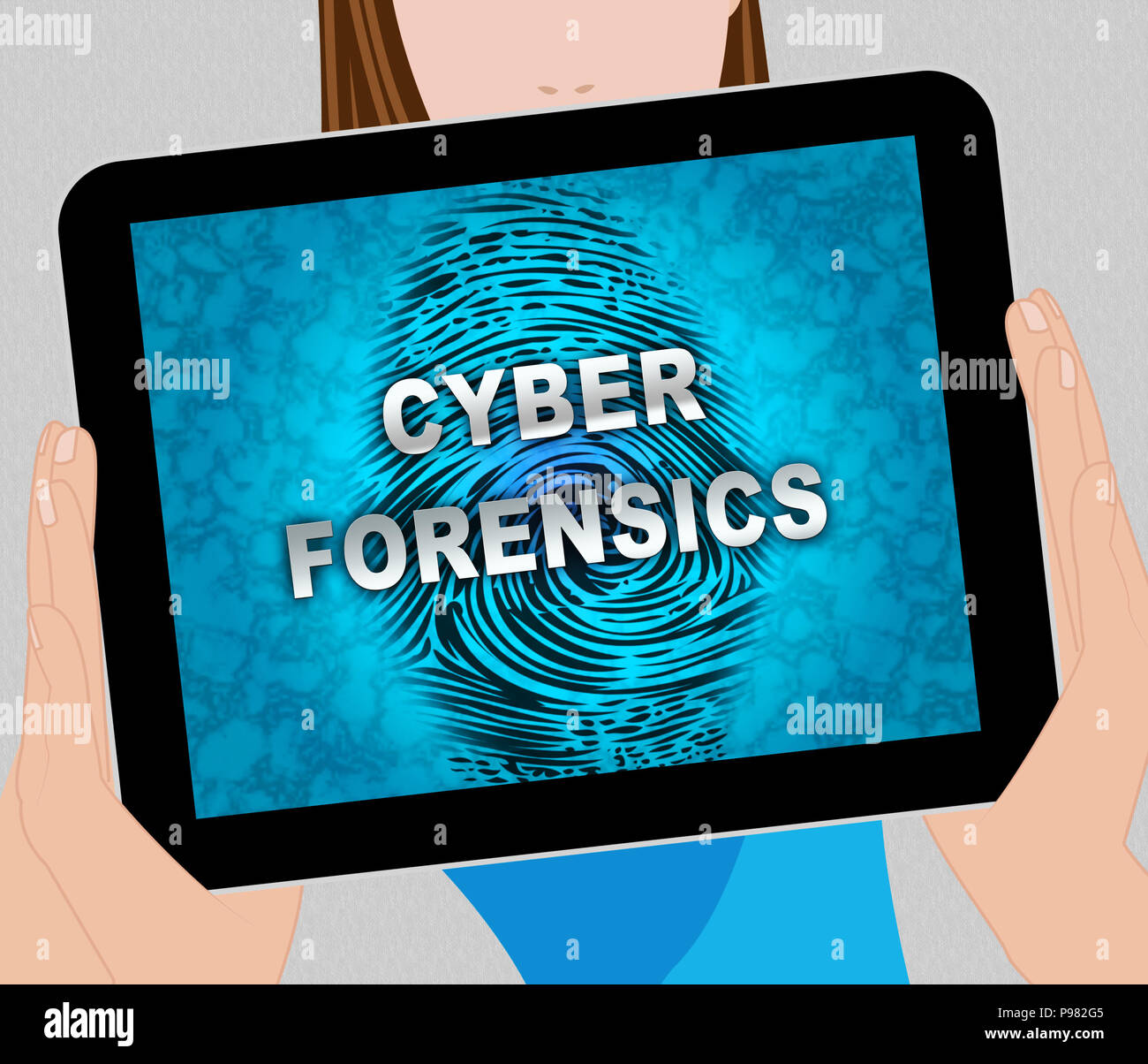 Cyber Forensics Computer Crime Analysis 2d Illustration Shows Internet ...