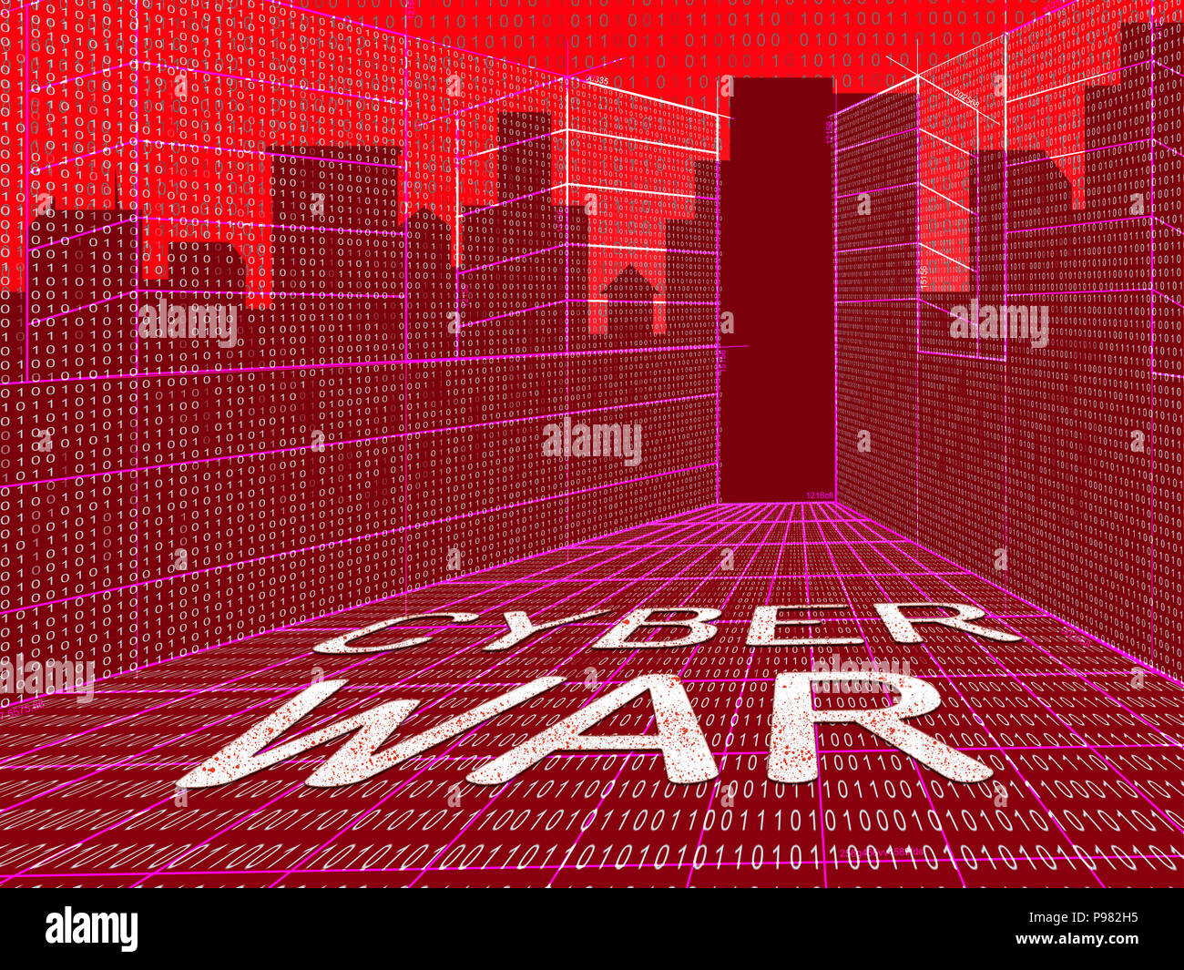 Cyberwar Virtual Warfare Hacking Invasion 3d Illustration Shows ...