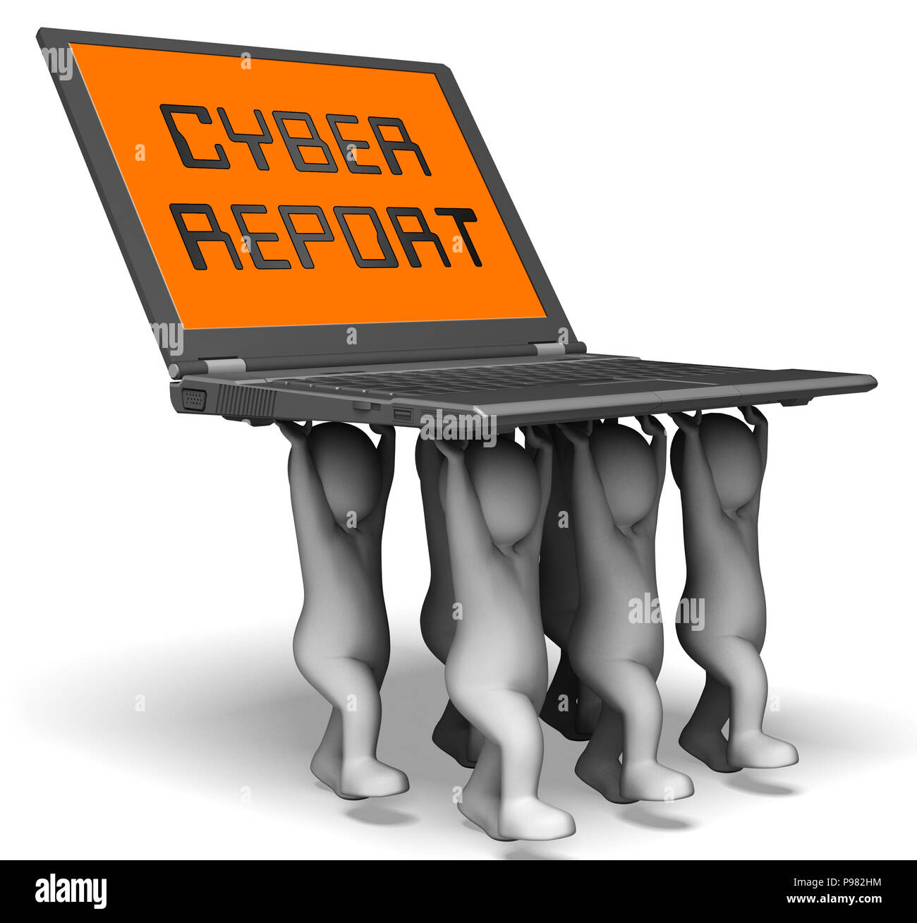 Cyber Report Digital Analytics Results 3d Rendering Shows Cloud ...