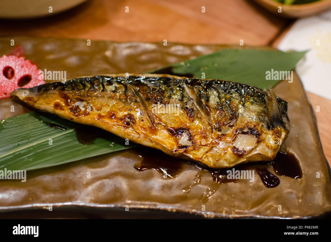 Saba fish with Japanese sauc. Japanese food style Stock Photo - Alamy