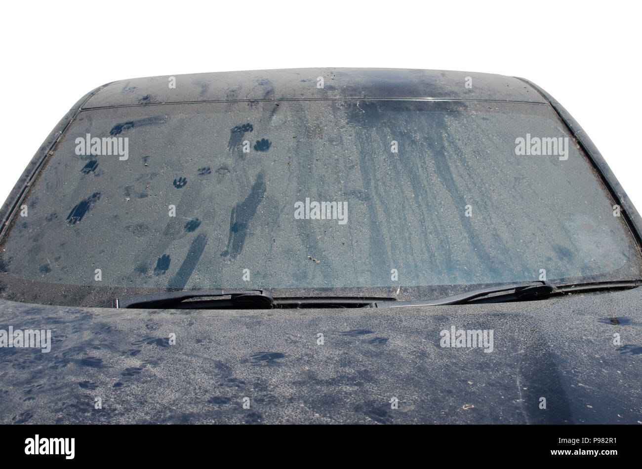 The Dirty Window of Luxury Cars. Isolated on the white background Stock ...