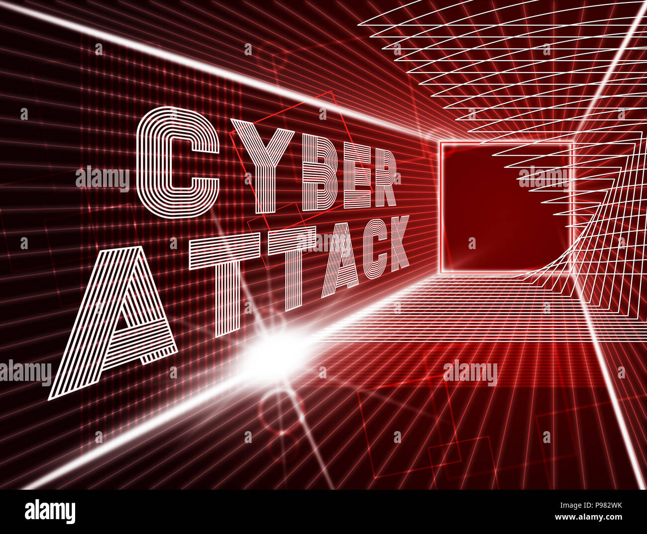Cyberattack Malicious Cyber Hack Attack 3d Illustration Shows Internet ...