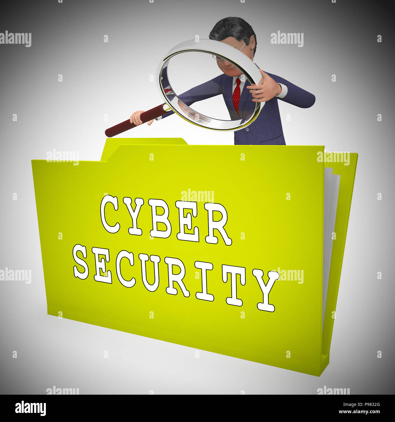 Cybersecurity Business Cyber Security Manager 3d Rendering Shows ...