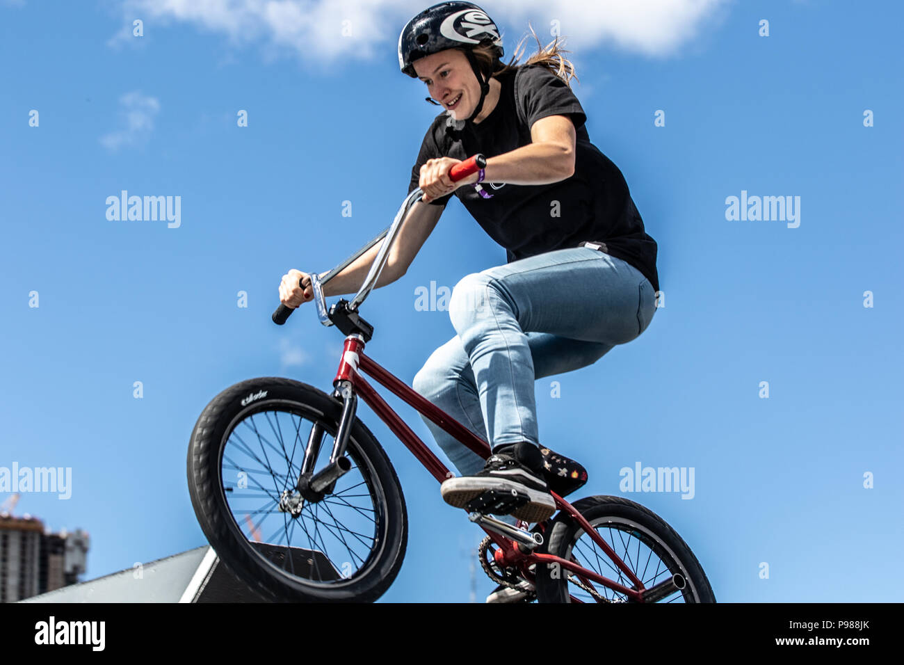 The UCI BMX Competition in freestyle as New Zealand's Charlotte ...