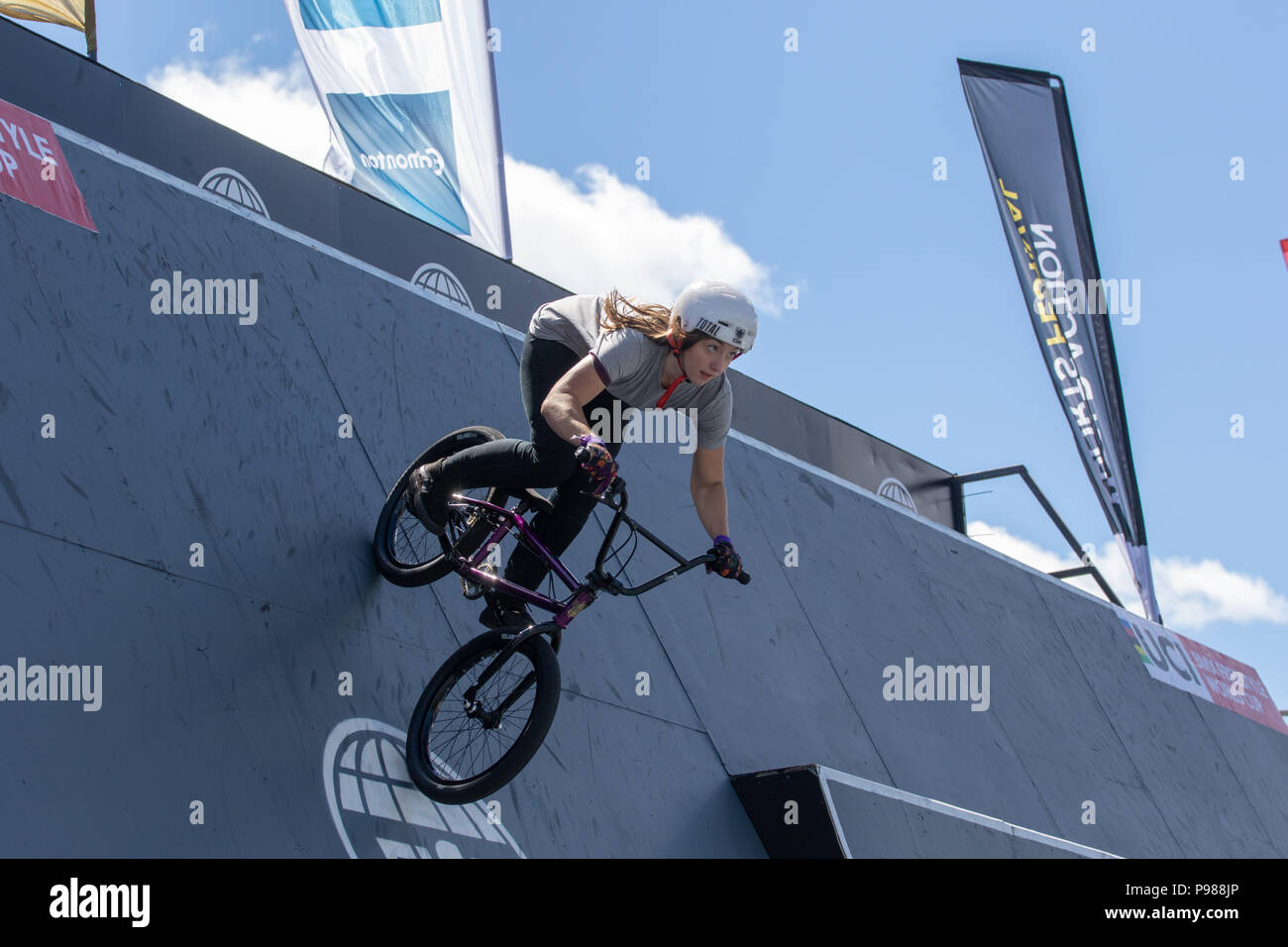 The BMX Competition got underway as Germany's Lara Lessmann warms up ...