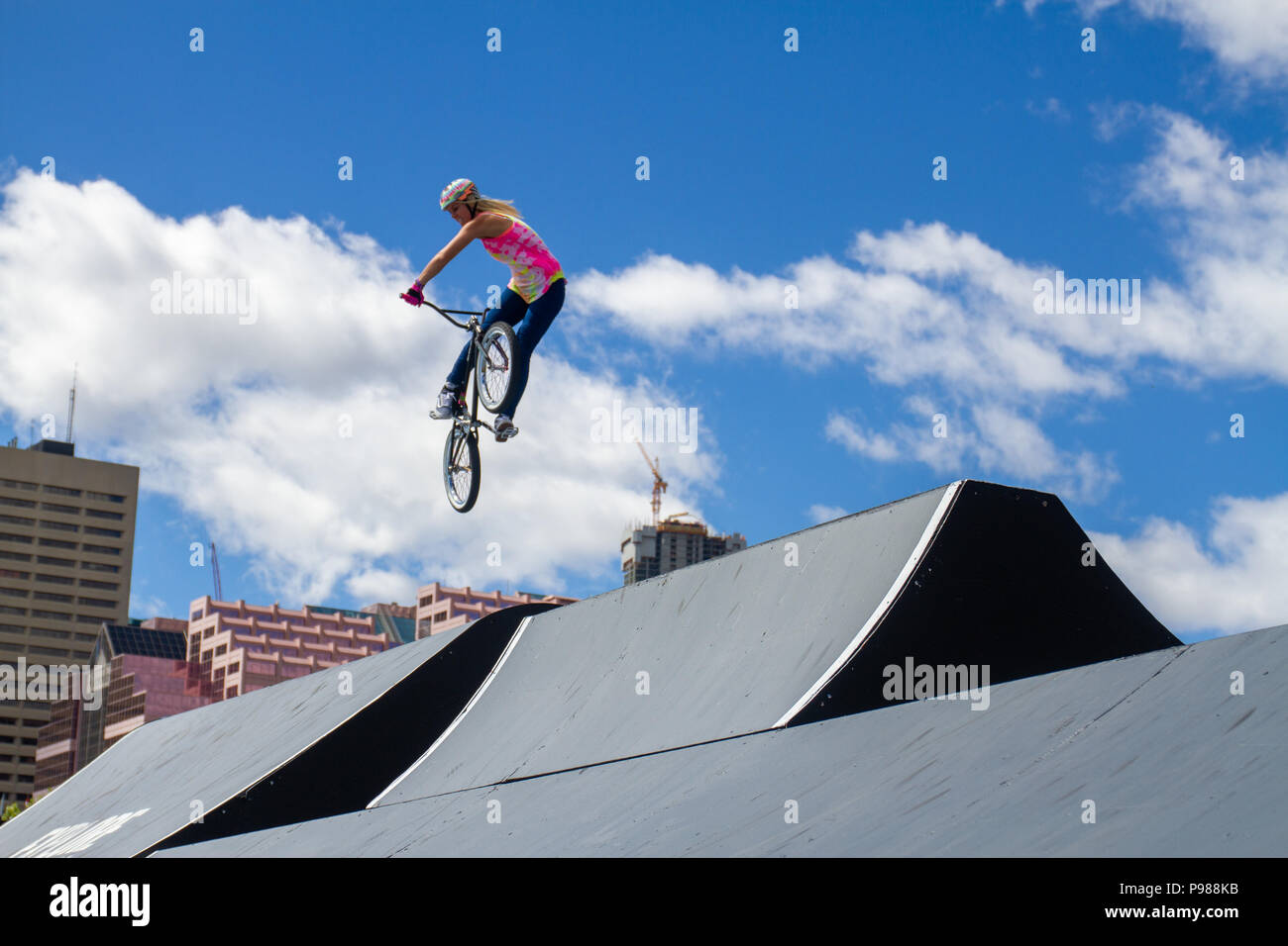 The UCI BMX Competition in freestyle as New Zealand's Ellie Chew ...