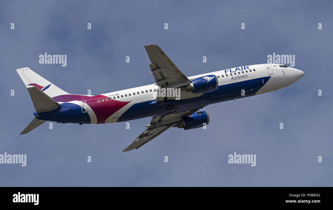 Richmond, British Columbia, Canada. 7th July, 2018. A Flair Airlines ...