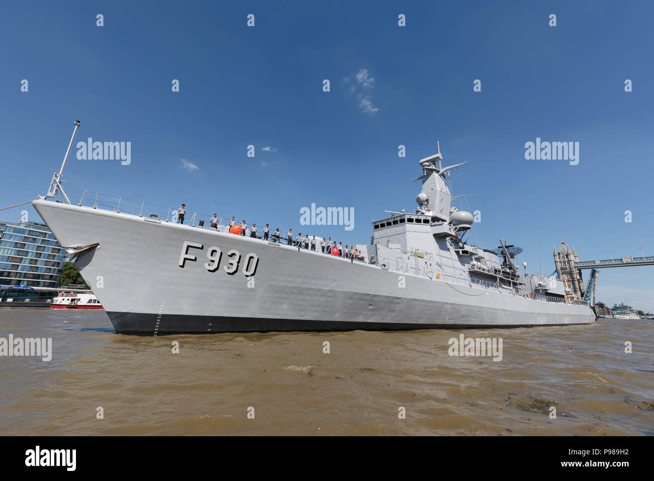 London, UK. 15th July 2018. The Belgian Frigate Leopold I (F930) of the ...