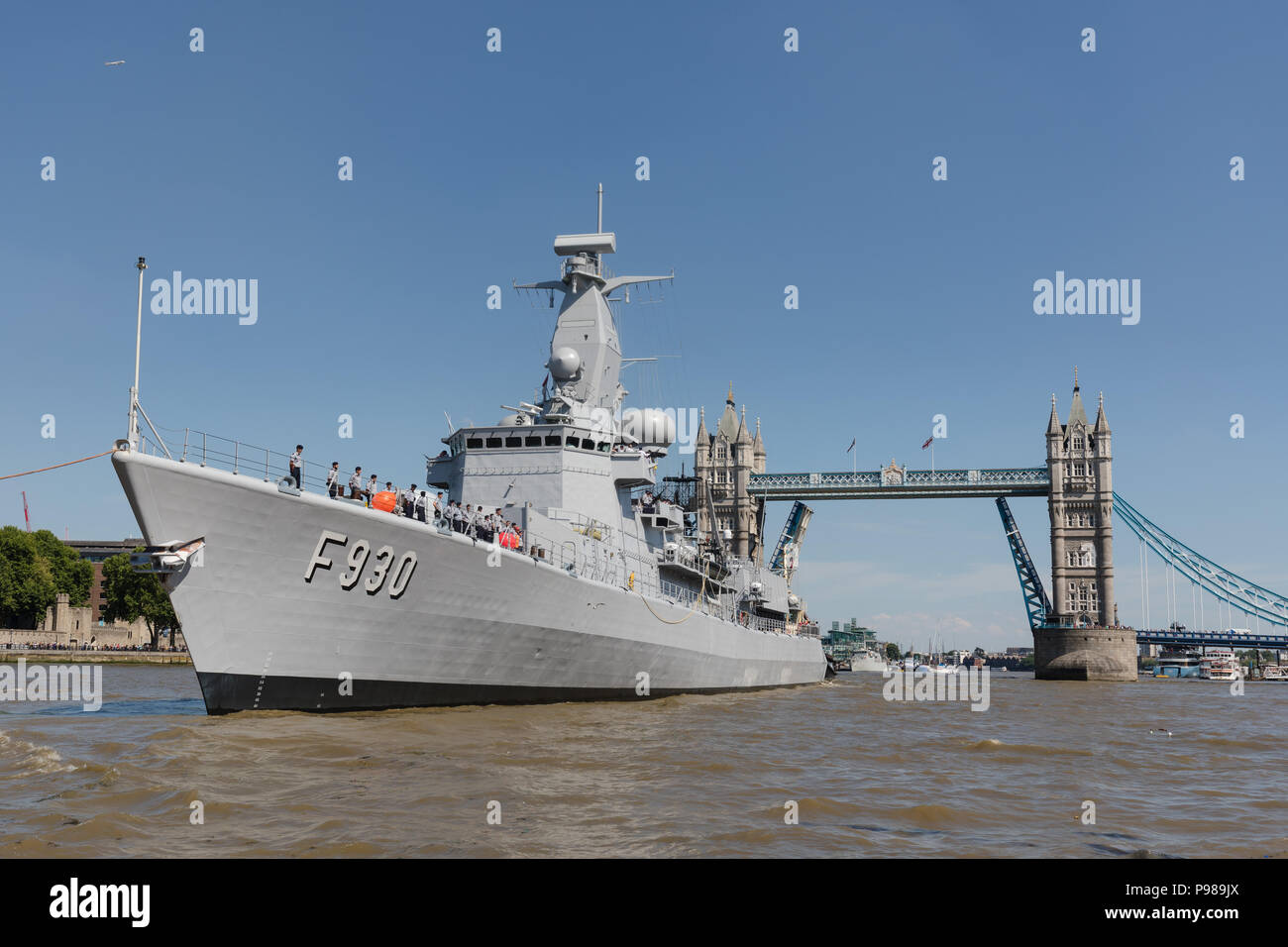 London, UK. 15th July 2018. The Belgian Frigate Leopold I (F930) of the ...