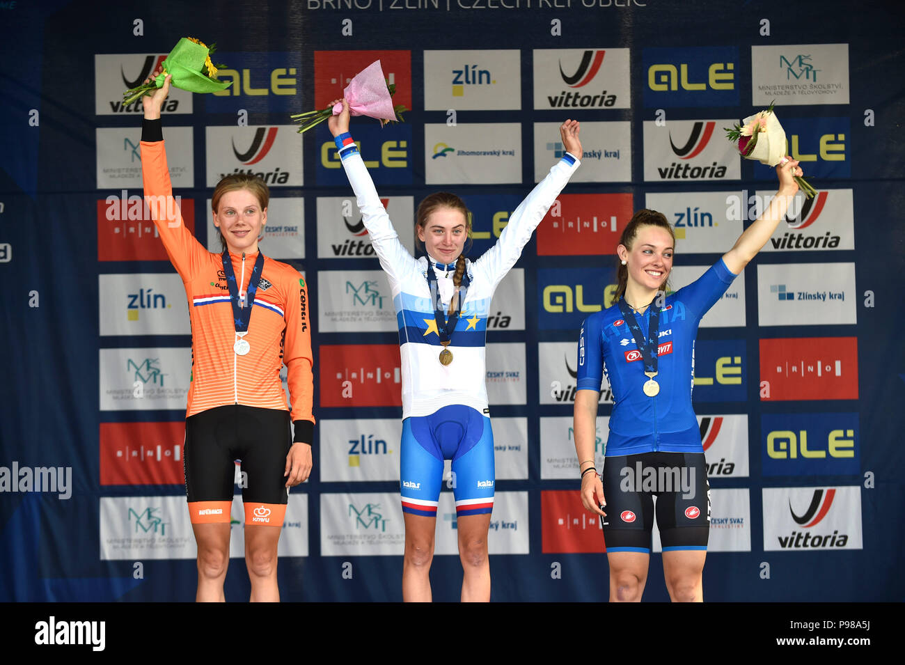 Winners of an European Championships in road cycling, U-23, women, mass ...