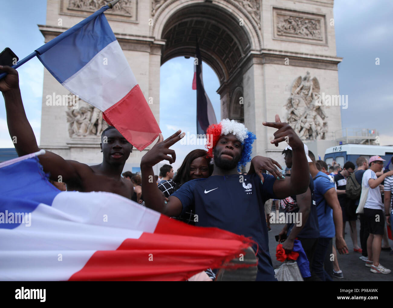 Paris world cup arc flag hi-res stock photography and images - Alamy