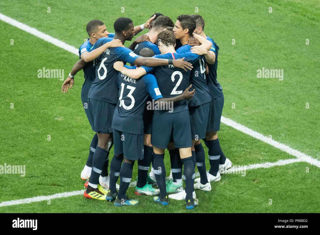 Moscow, Russland. 16th July, 2018. goaljubel of the french players ...