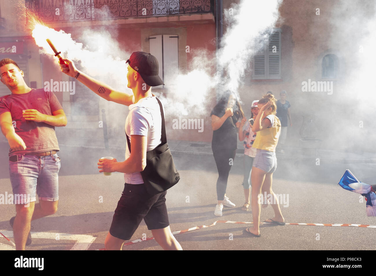 St-Cezaire, France. 15th July 2018. 15.07.18 French Football Fans ...