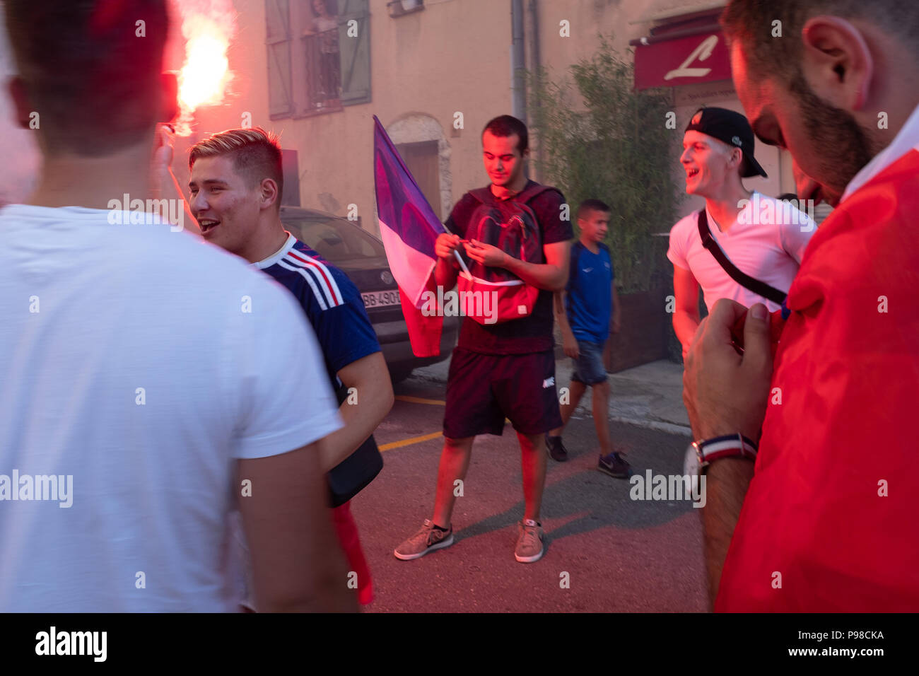 St-Cezaire, France. 15th July 2018. 15.07.18 French Football Fans ...