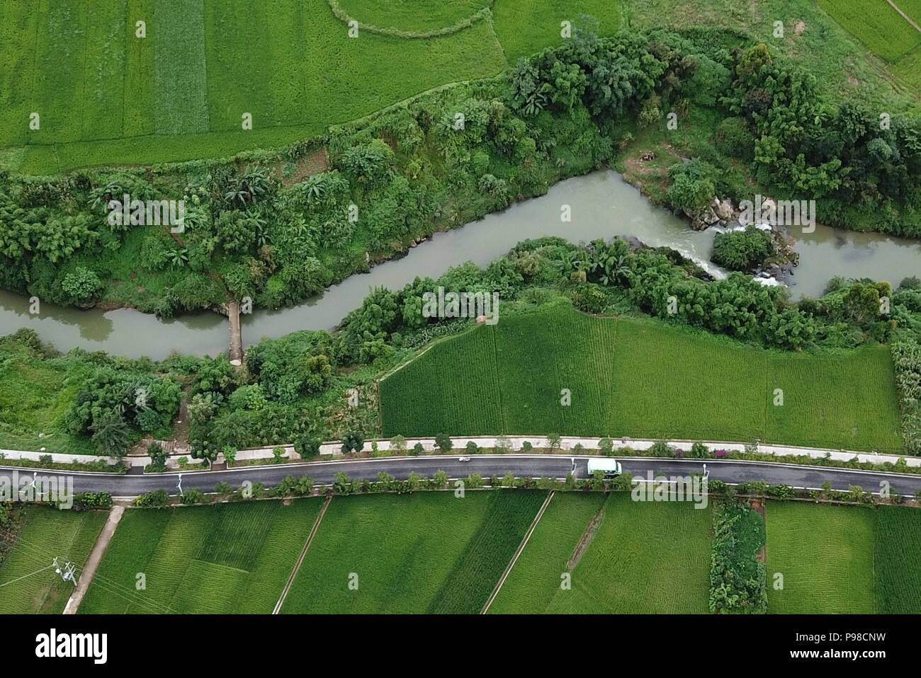 Xingyi. 16th July, 2018. Aerial photo taken on July 16, 2018 shows a ...