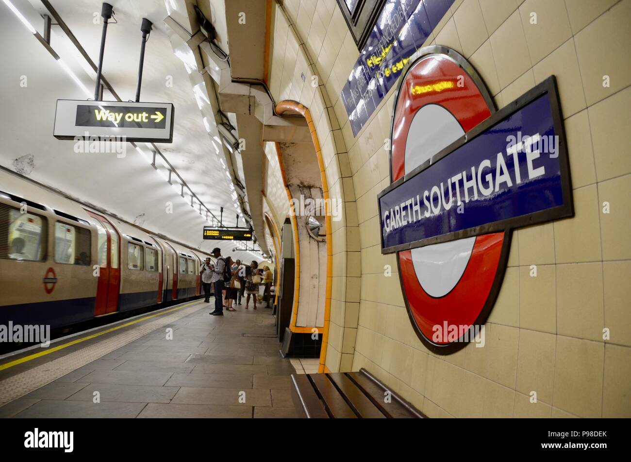 London, UK. 15th July 2018. southgate underground station on the london ...