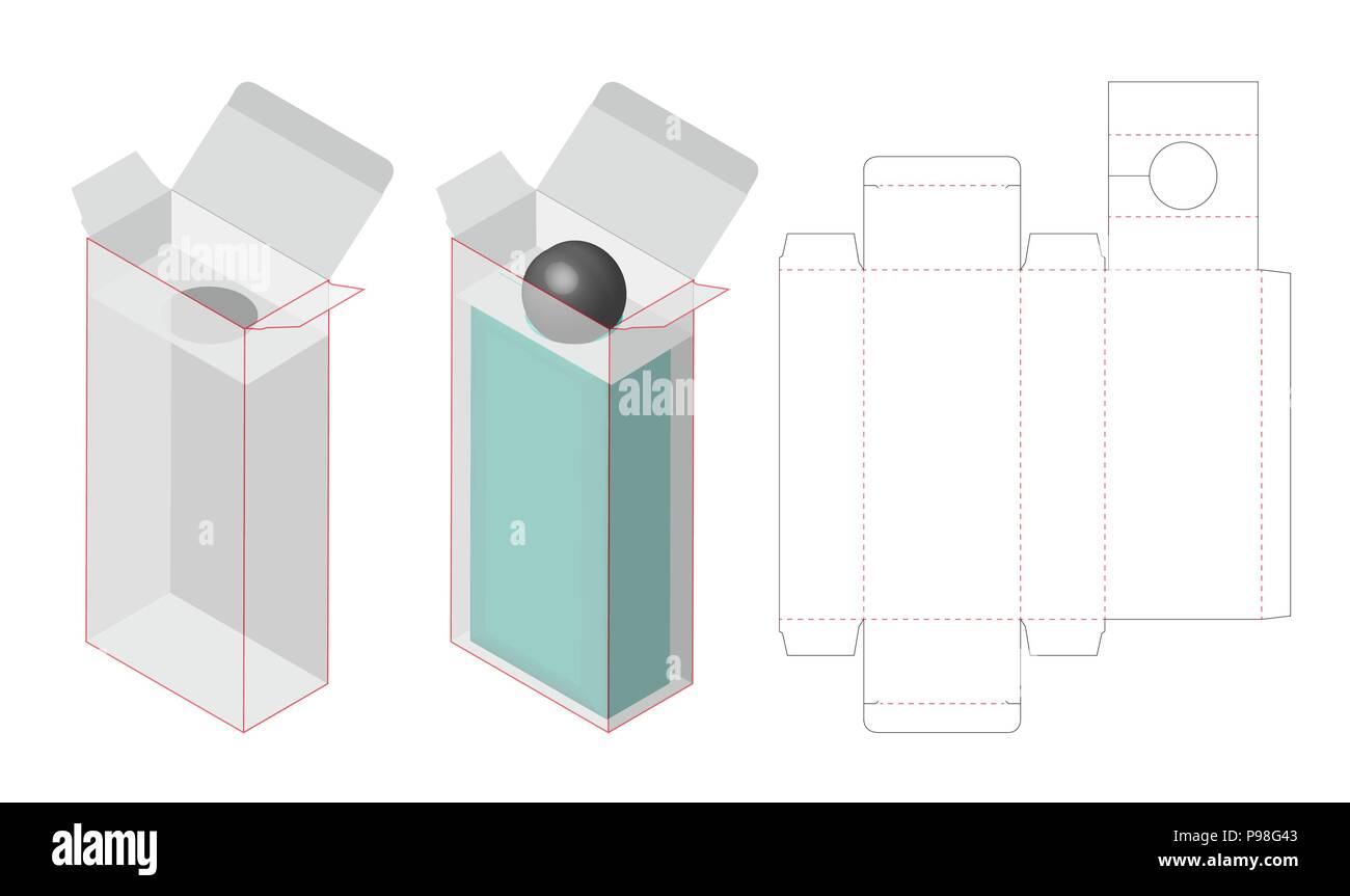 cosmetic box with bottle tube neck lock dieline Stock Vector Image ...