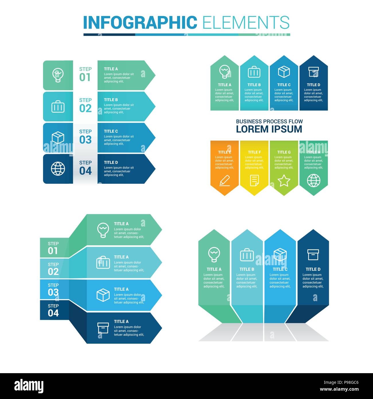 Perspective Arrow Infographic Template. Elements are layered separately ...