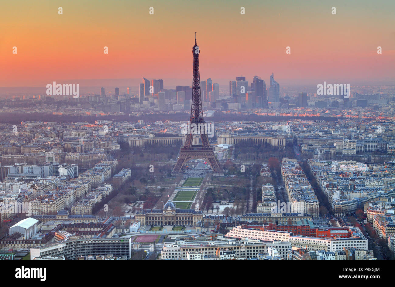 Aerial view of Paris at sunset Stock Photo - Alamy