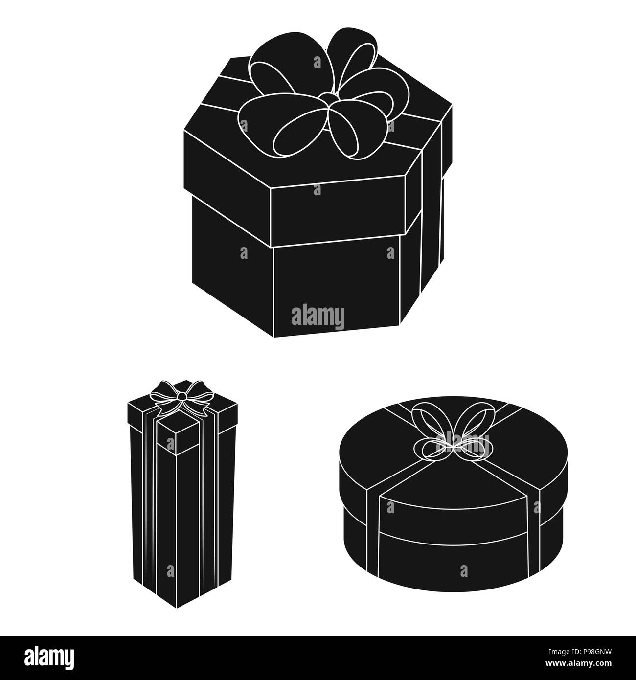 Gift and packing black icons in set collection for design.Colorful ...