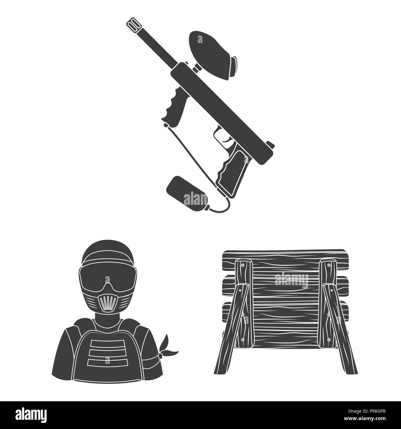Paintball, team game black icons in set collection for design ...