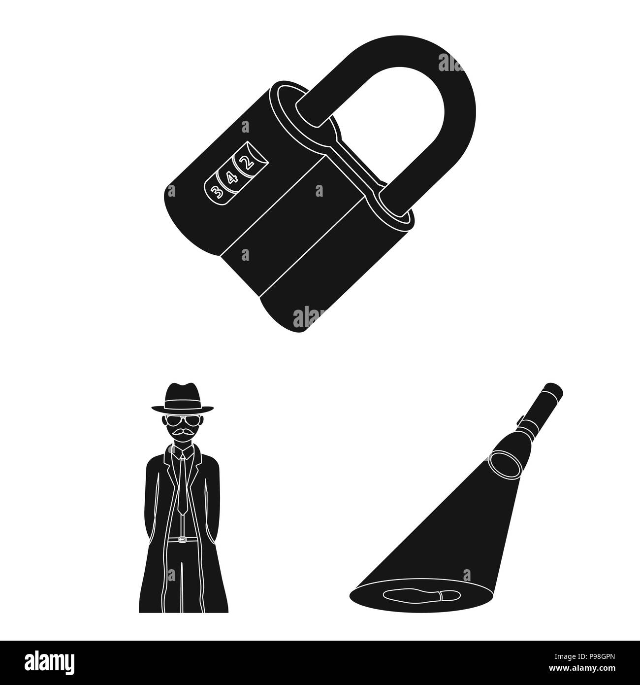 Detective agency black icons in set collection for design. Crime and ...