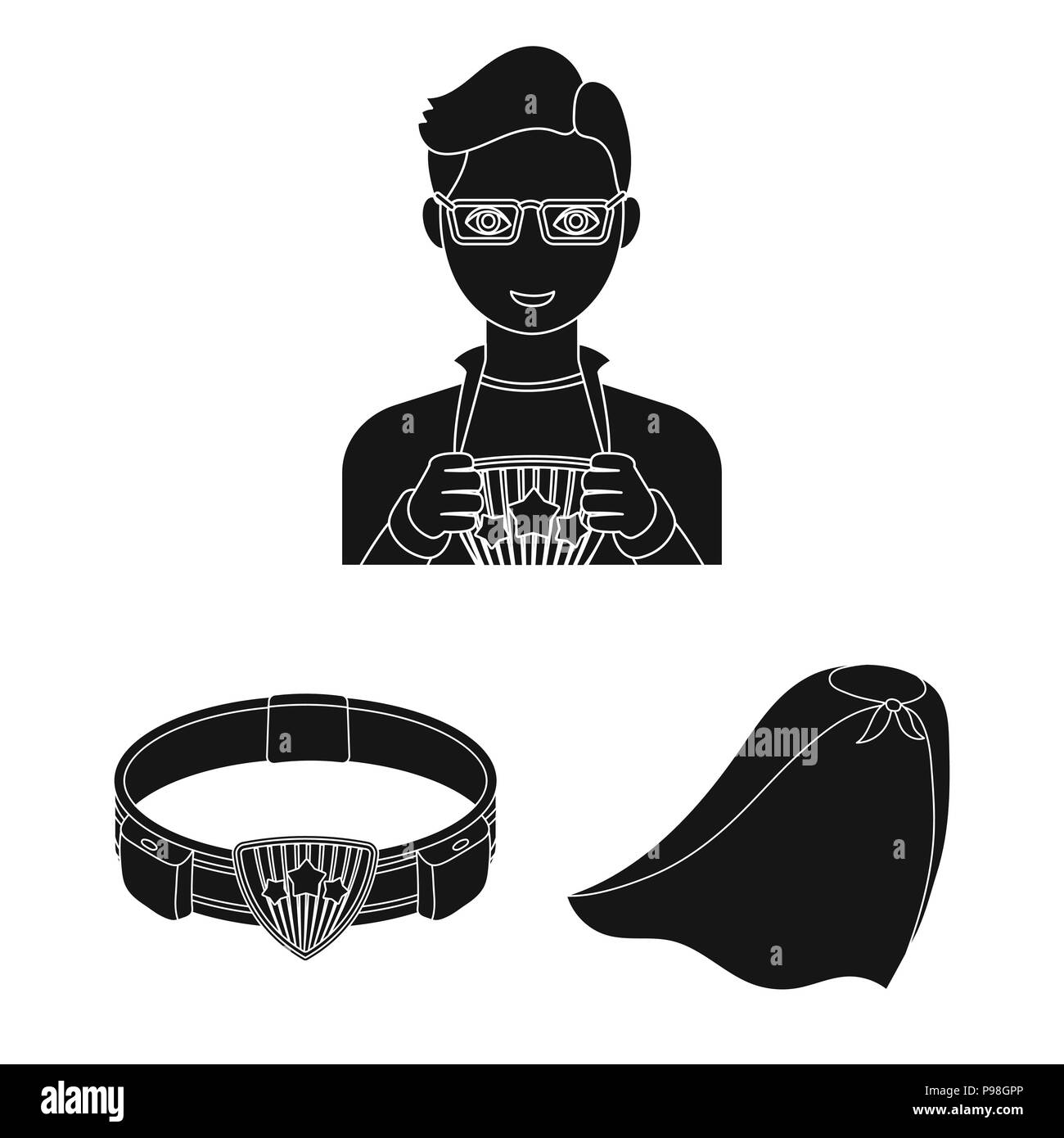 A fantastic superhero black icons in set collection for design ...