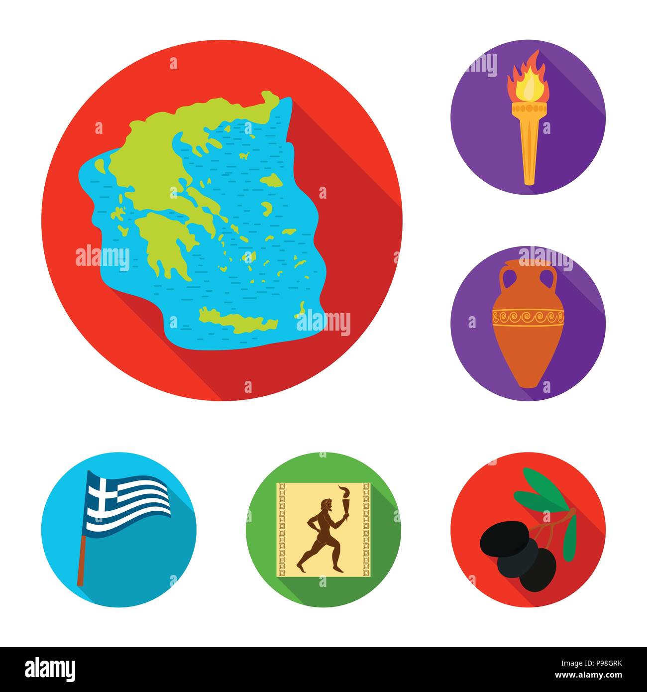 Country Greece flat icons in set collection for design.Greece and ...
