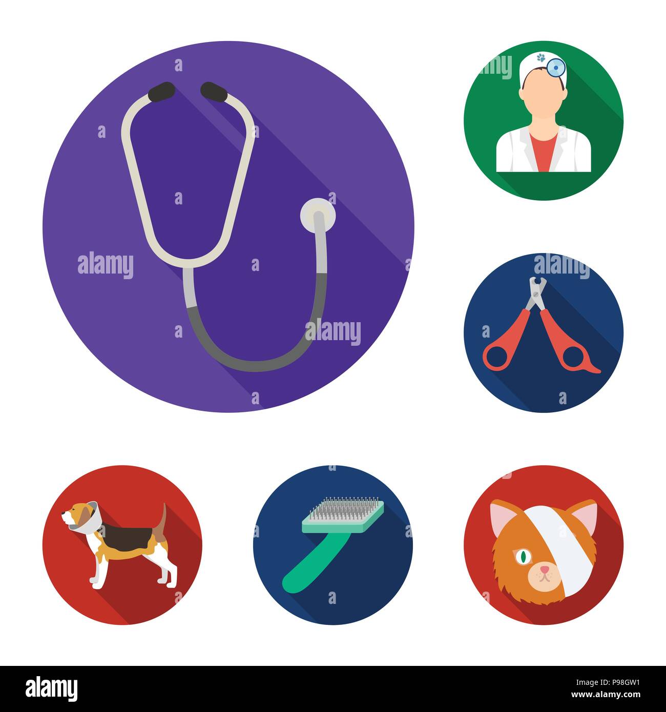 Veterinary clinic flat icons in set collection for design. Treatment of ...