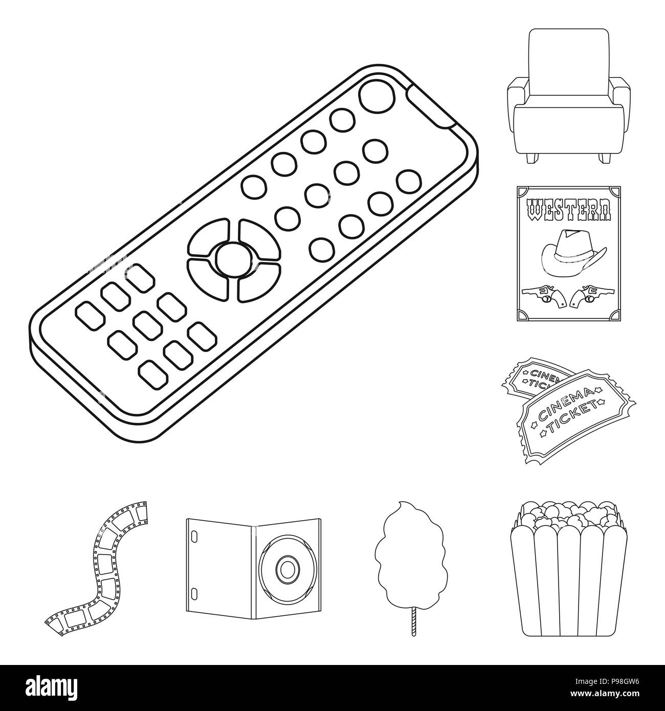 Films and cinema outline icons in set collection for design.Movies and ...