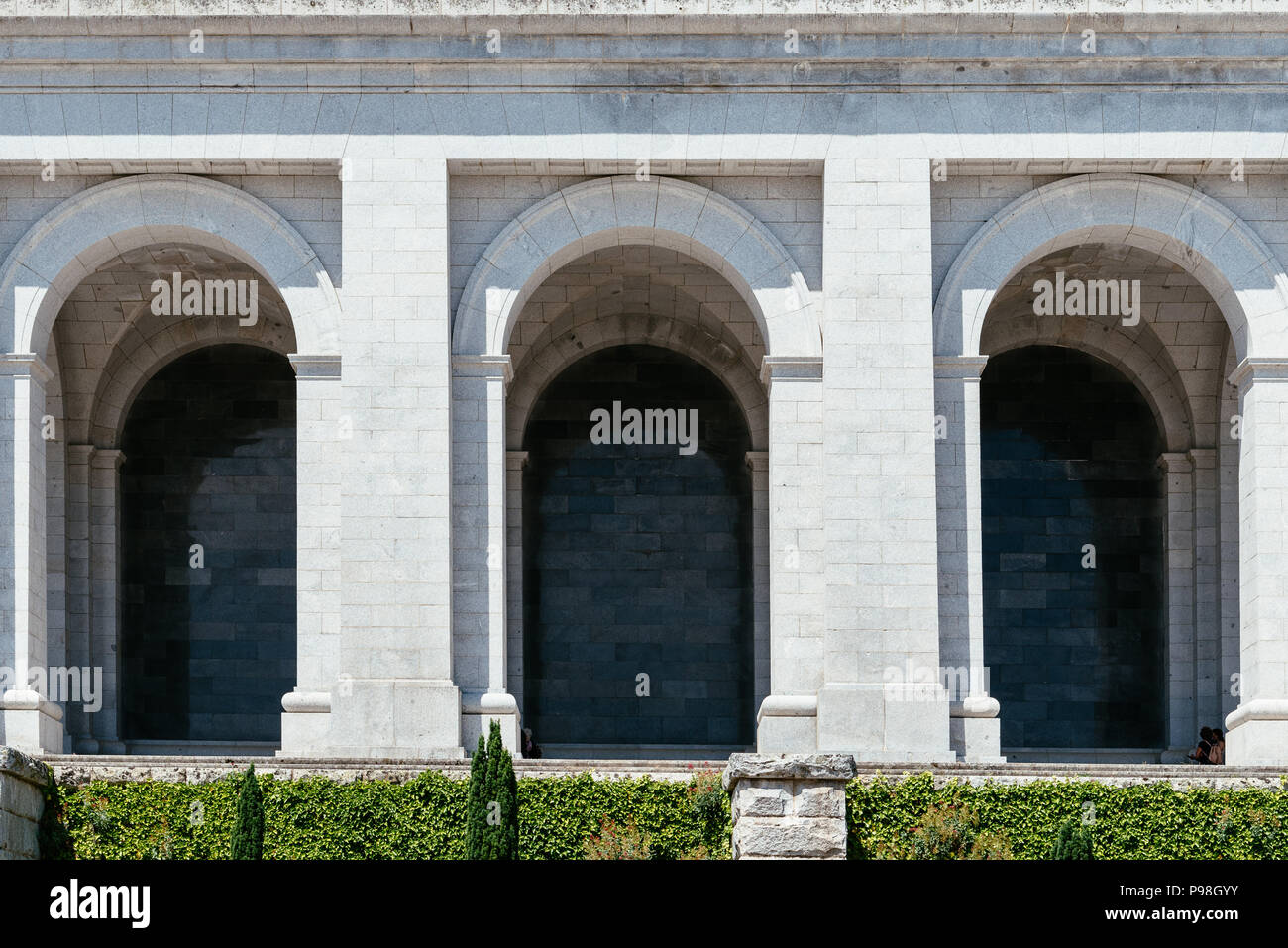Arcade of classic building. Basilica of the Valley of the Fallen in ...