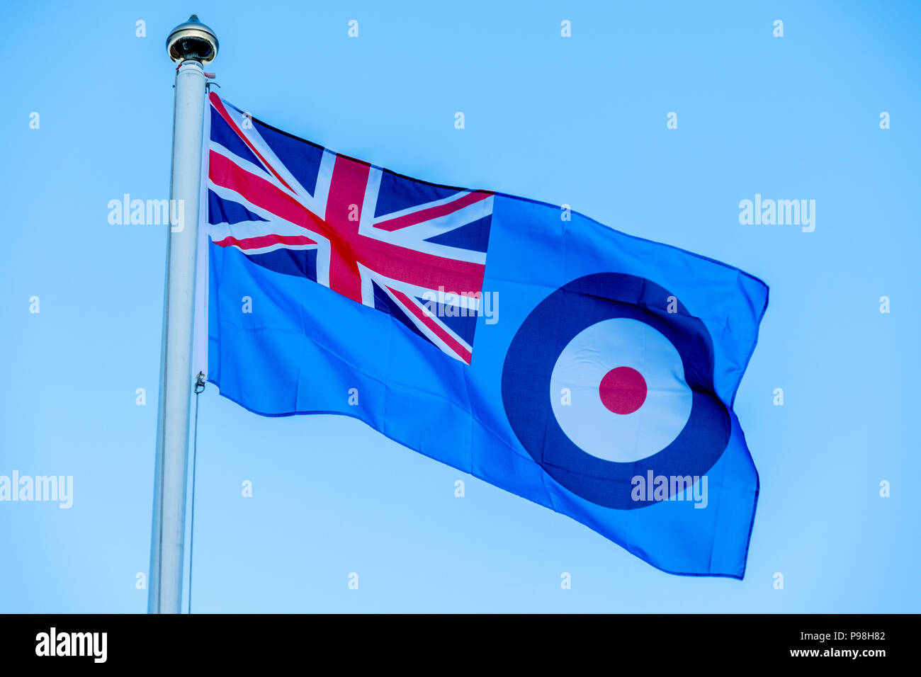 RAF Flag flying on the flagpole in Church Stretton, Shropshire Stock ...