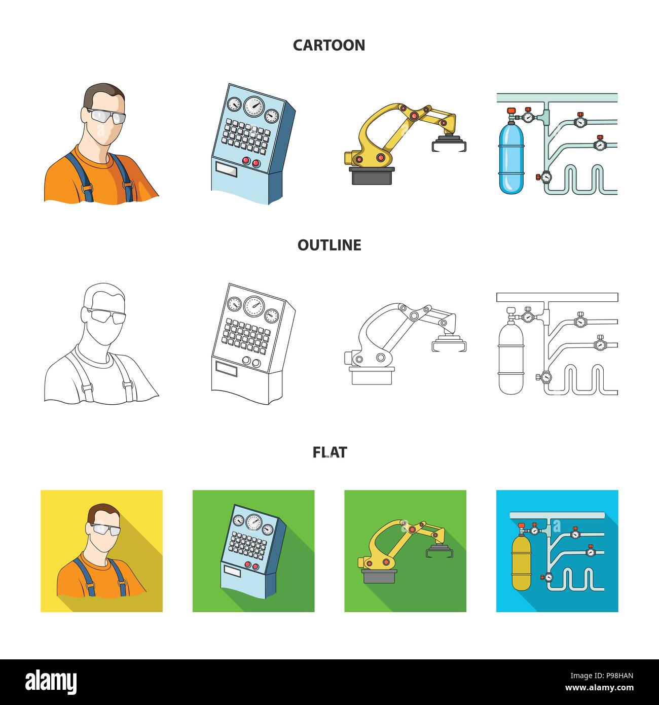 Modern equipment and other icon in cartoon,outline,flat style.Machine ...