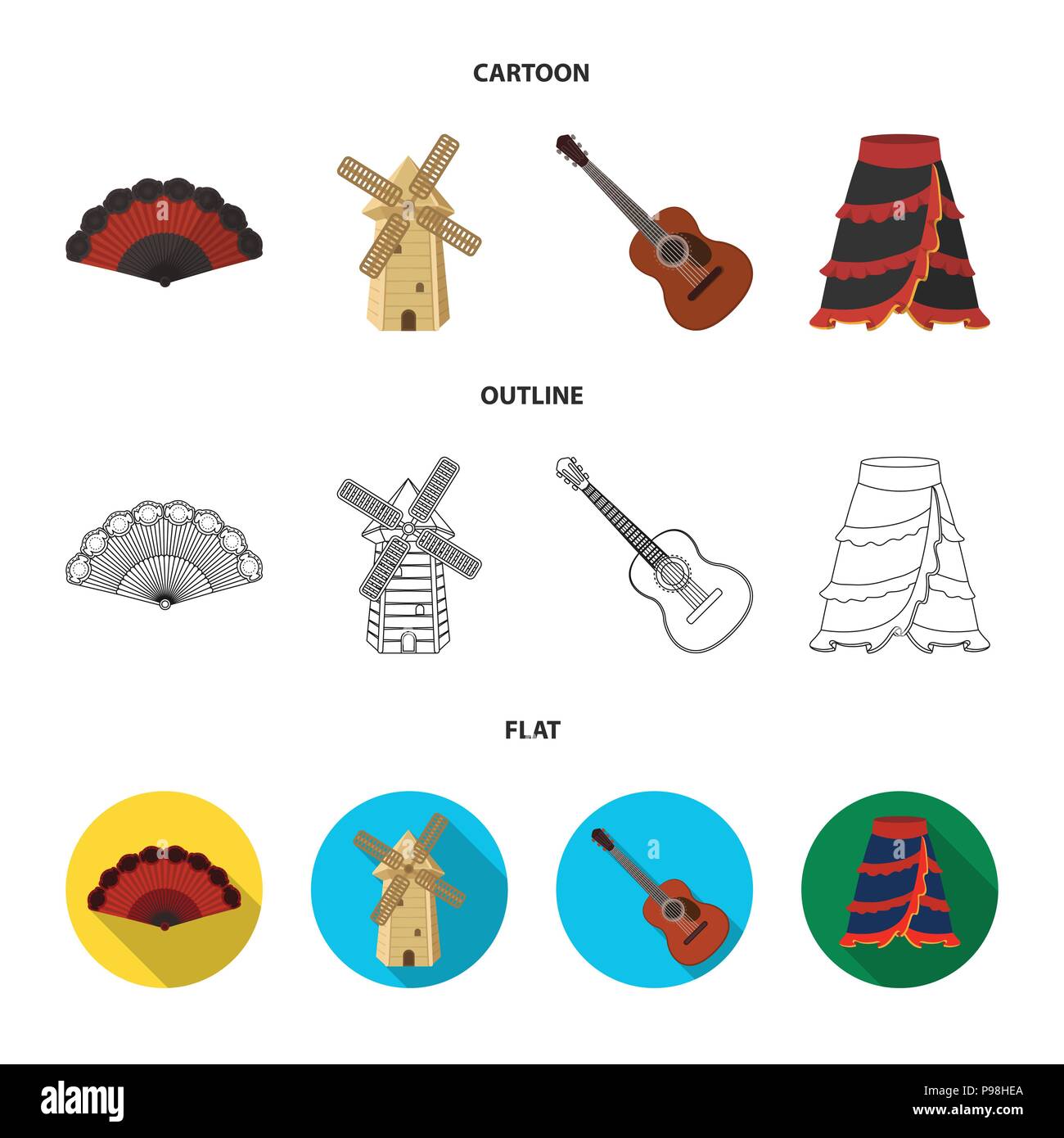 Spanish fan icon in cartoon Stock Vector Images - Alamy