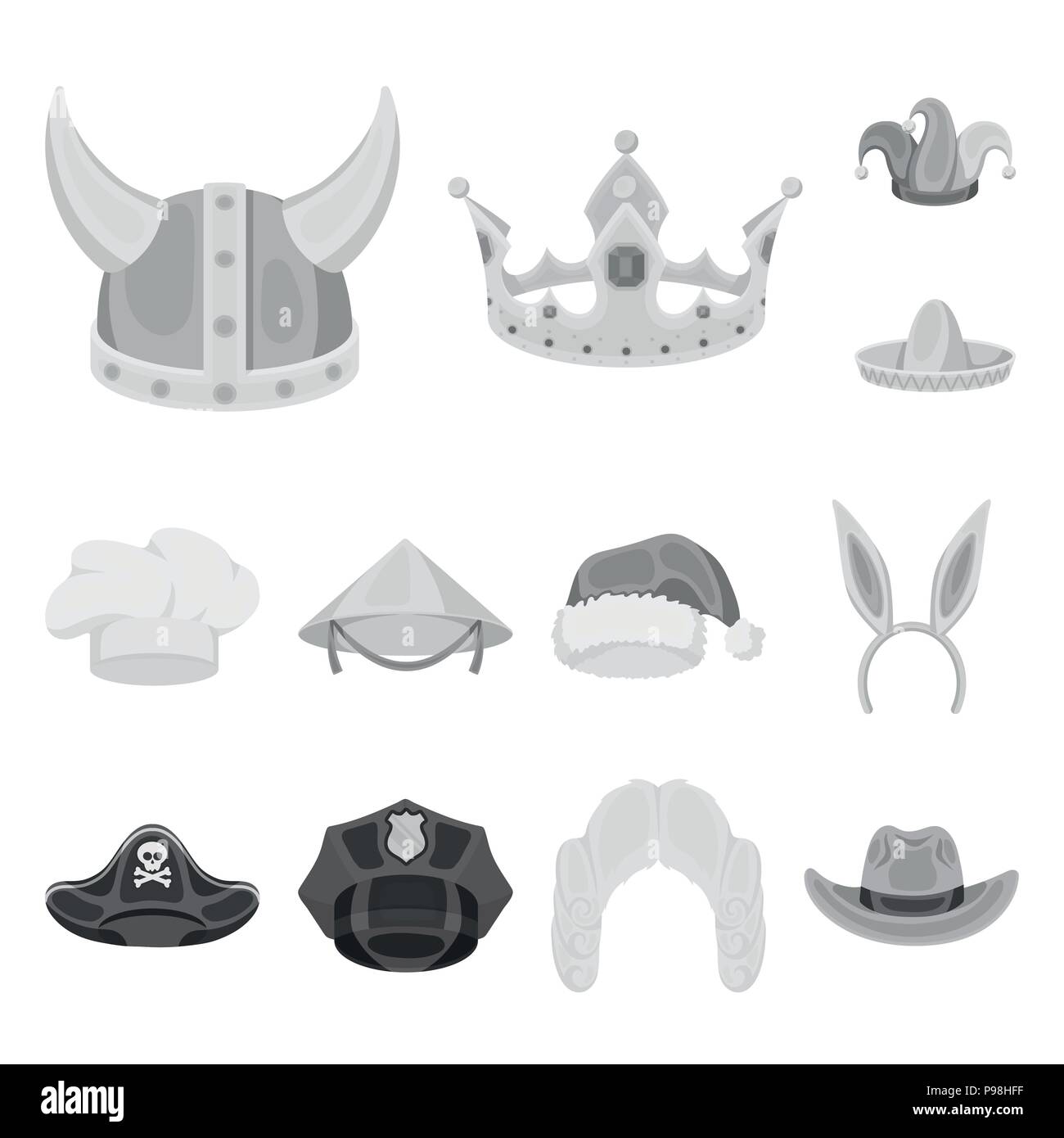 Different kinds of hats monochrome icons in set collection for design ...