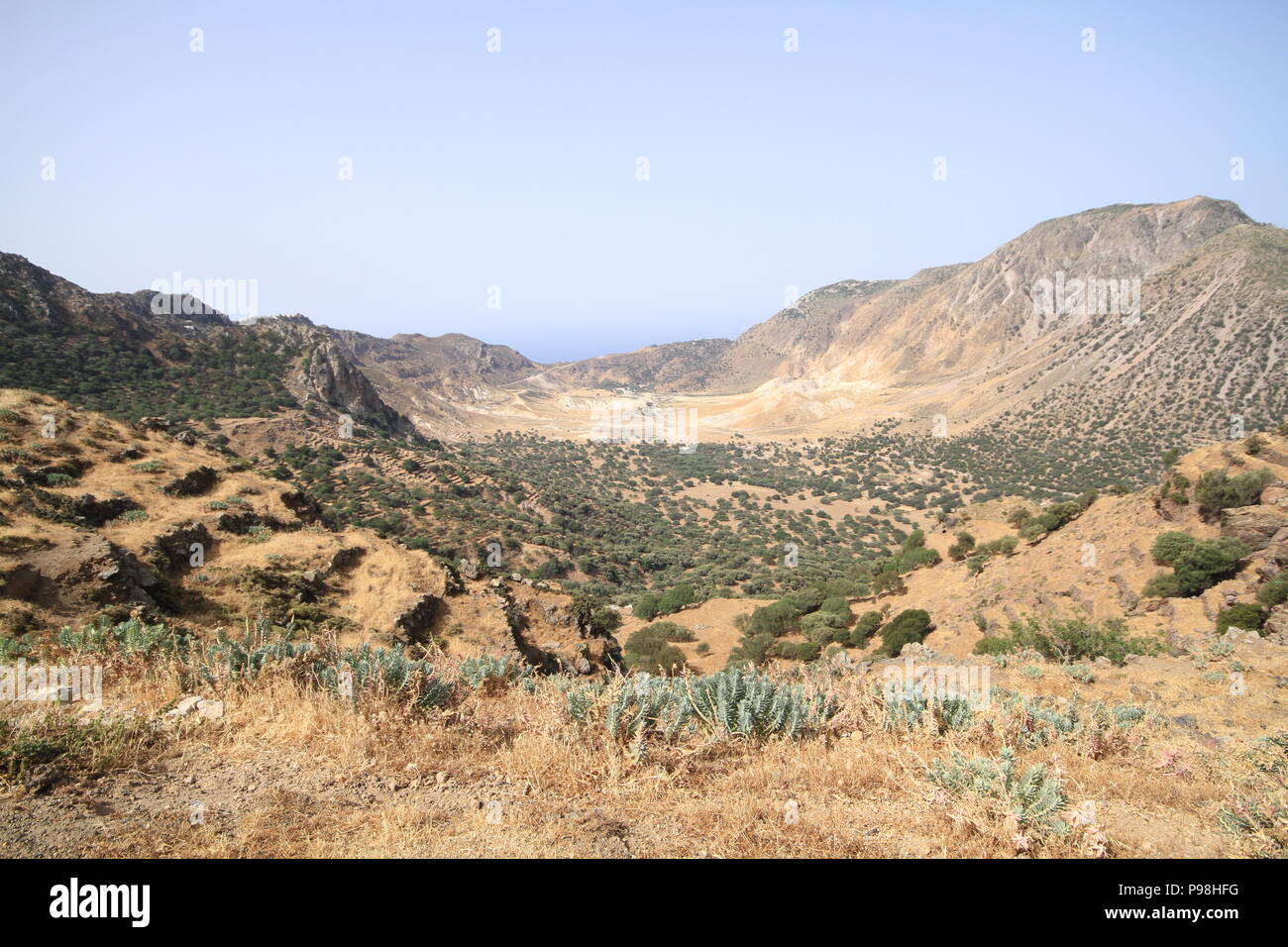 Nisyros volcano crater Stock Photo - Alamy